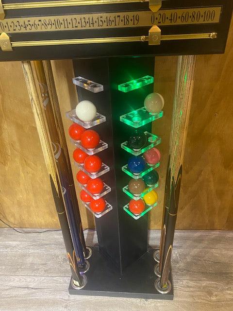 Neon Cue Stand for 6 Cues with LEDS and Ball Set Shelving by SUPERPOOL ...